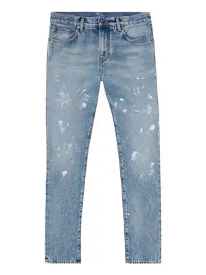 Off-White Diag Outline Paint Skinny Jeans - Vintage Blue