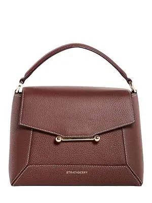 Strathberry Mosaic Leather Top Handle Bag - Chocolate