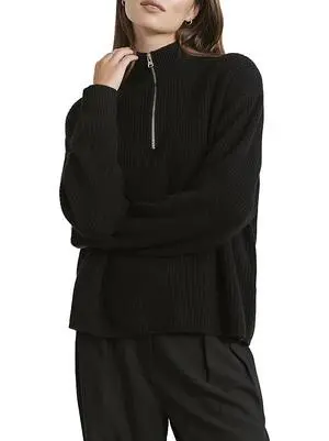 Jenni Kayne Cashmere Half Zip Sweater - Black