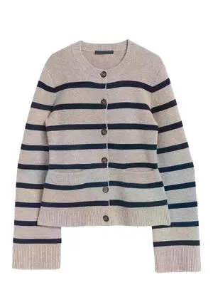 Jenni Kayne Jenni Kayne Cooper Wool Blend Cardigan Sweater Taupe/navy