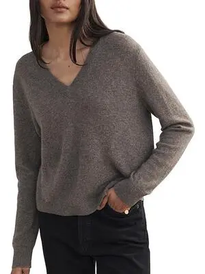 Jenni Kayne Flynn Cashmere V-neck Sweater - Shadow