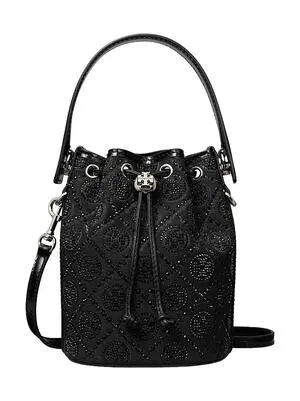 Tory Burch Mini T Monogram Bucket Bag - Black/silver