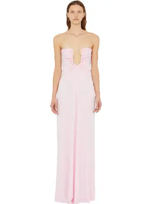 Christopher Esber Christopher Esber Arced Palm Jersey Maxi Dress Light Pink