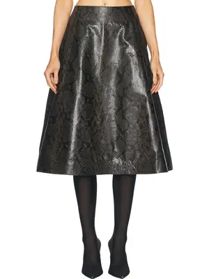 Balenciaga A-line Leather Skirt - Kaki