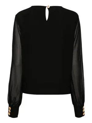 EDWARD ACHOUR PARIS Pleat-detailing Semi-sheer Blouse - Black