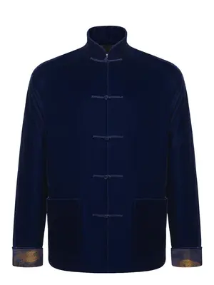Shanghai Tang Velvet Dragon-jacquard Jacket - Blue