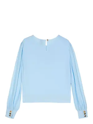 EDWARD ACHOUR PARIS Pleated Long-sleeve Blouse - Blue