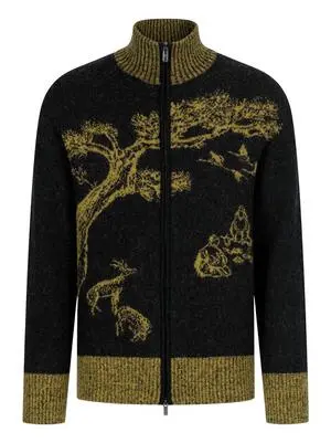 Shanghai Tang Jacquard Cardigan - Black