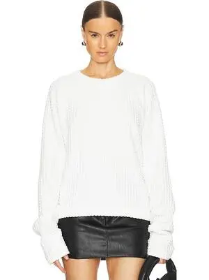 Norma Kamali Oversized Raglan Sleeve Top With Tube Scarf - Snow White
