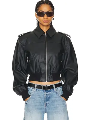 LOVERS AND FRIENDS Dylan Faux Leather Bomber Jacket - Black