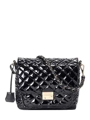 Mz Wallace Crosby Lock Medium Crossbody - Black Lacquer/light Gold