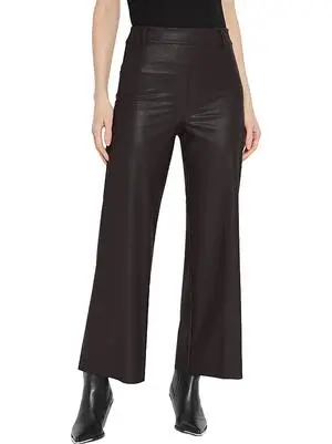 Lyssé High-rise Faux Leather Cropped Wide Leg Trousers - Double Espresso