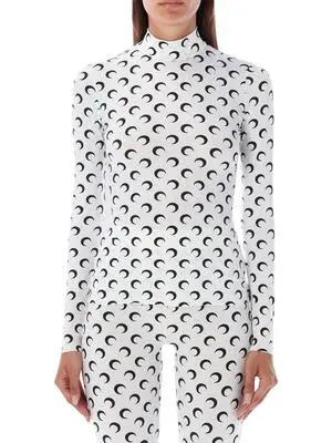 MARINE SERRE Marine Serre Moonprint Long Sleeve Top White