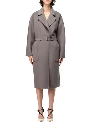 Elisabetta Franchi Belted Coat Steel