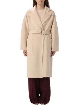 Elisabetta Franchi Belted Coat Yellow Cream