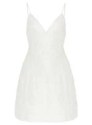 MORE NOIR Mona Ruched Cotton-silk Voile Mini Dress - White