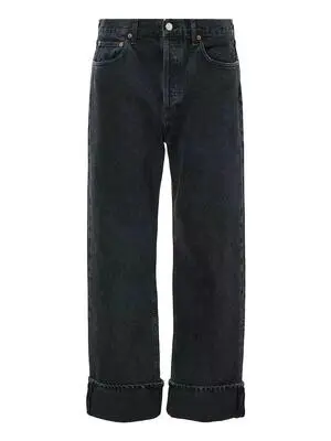 AGOLDE Fran Low Slung Straight Jeans - Black