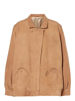 BLAZÉ MILANO Cleo Suede Bomber Jacket - Beige