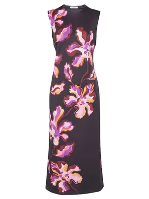 Dorothee Schumacher Floral Neoprene Midi Dress - Black