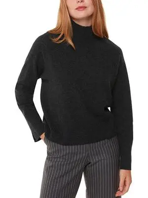 Whistles Cashmere Funnel Neck Sweater Dark Grey