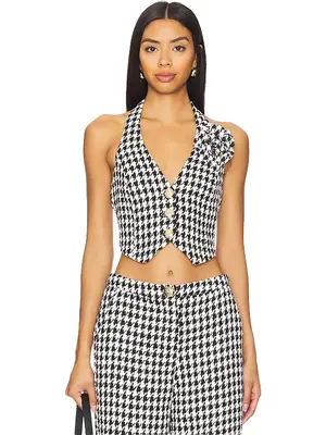 SNDYS Tweed Halter Top - Black & White