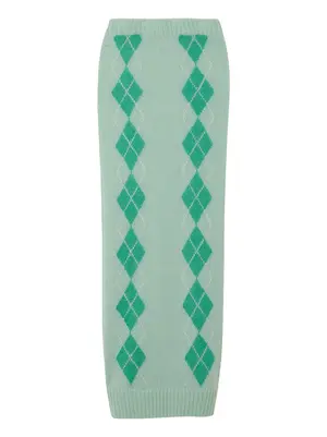 ROWEN ROSE Argyle Mohair-blend Maxi Skirt - Light Green