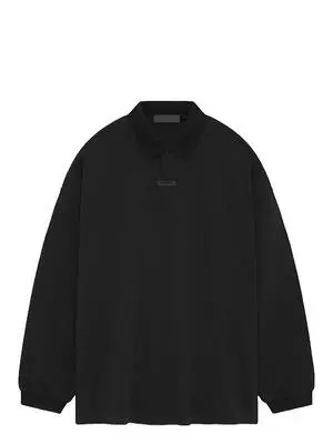Fear Of God Essentials Pique Long Sleeve Polo Shirt - Black