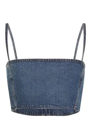 Alaïa Cotton Bustier Top - Blue