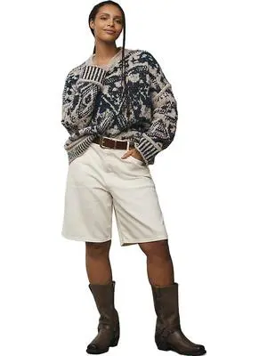 PILCRO Relaxed Roll-Neck Sweater Blue Pattern