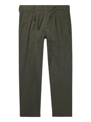 Nn07 Bill 1067 Tapered Pleated Woven Chinos - Green