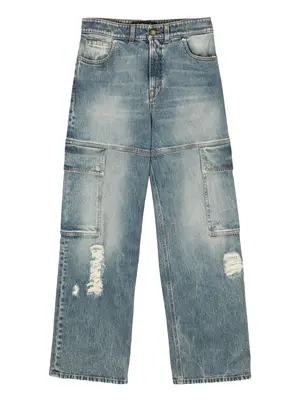 Just Cavalli Distressed Straight-leg Jeans - Blue