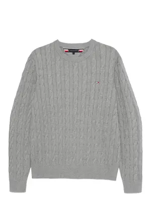 Tommy Hilfiger Cable-knit Crew-neck Sweater - Grey