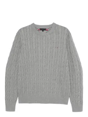 Tommy Hilfiger Cable-knit Crew-neck Sweater - Grey