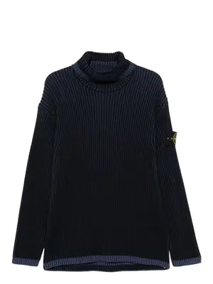 Stone Island Stone Island Ribbed Roll Neck Sweater Blue