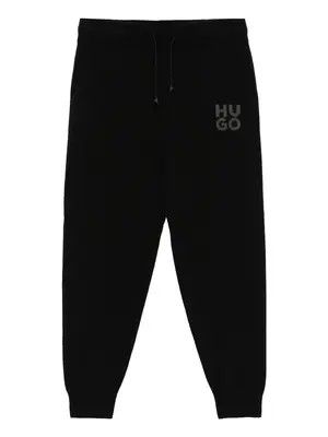 Hugo Jacquard-logo Trousers - Black