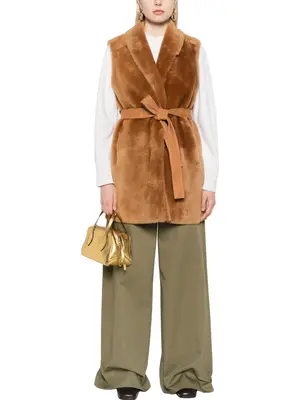 DESA 1972 Shearling Sleeveless Coat - Brown