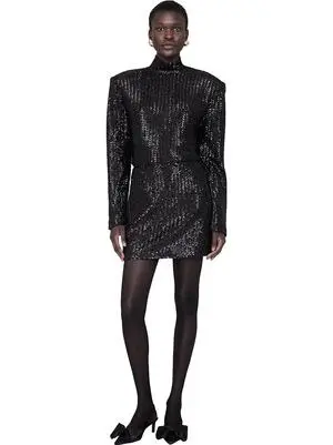 ANINE BING Tierra Skirt Checked Mini - Black Sequin