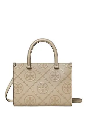 Tory Burch T Monogram Embossed Square Tote - Fresh Clay/gold