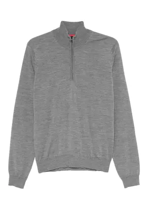 Hugo Zip-up Virgin Wool Sweater - Grey