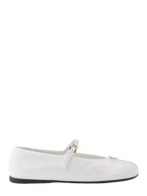 Prada Leather Ballerina Shoes - White