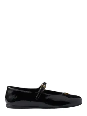 Prada Leather Ballerina Shoes - Black