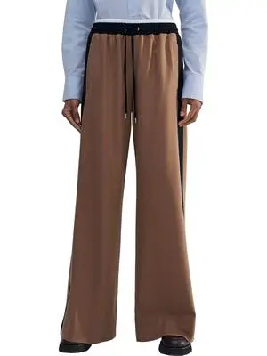 ME+EM Wide-leg Side Stripe Track Pants - Camel/charcoal