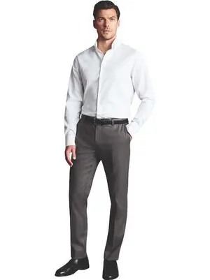 CHARLES TYRWHITT Slim Fit Smart Texture Trousers - Charcoal Grey