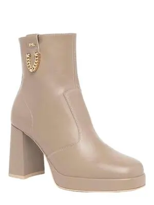 NEROGIARDINI NeroGiardini Chain Platform Bootie Beige/ Khaki