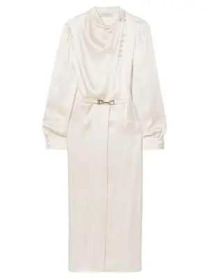 Gabriela Hearst Josefina Belted Silk-satin Midi Wrap Dress - Neutrals