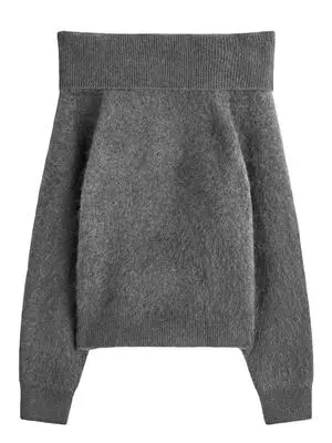Cos Off-the-shoulder Merino Wool Sweater - Gray