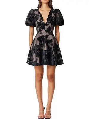 ELLIATT Zara Flower Appliqué Mini Dress - Black