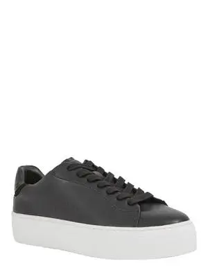 REISS Francesca Leather Sneakers - Black