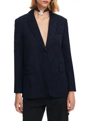Desigual Floral Eyelet Blazer - Blue