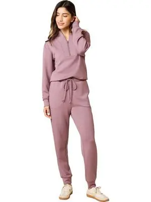 SOFTIES Athleisure Dreamtech 1/4 Zip Jogger Set - Driftwood
